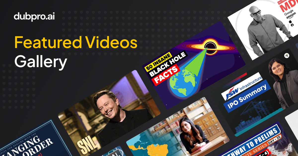 Browse our Dubbed Videos Gallery | AI Dubbing Services